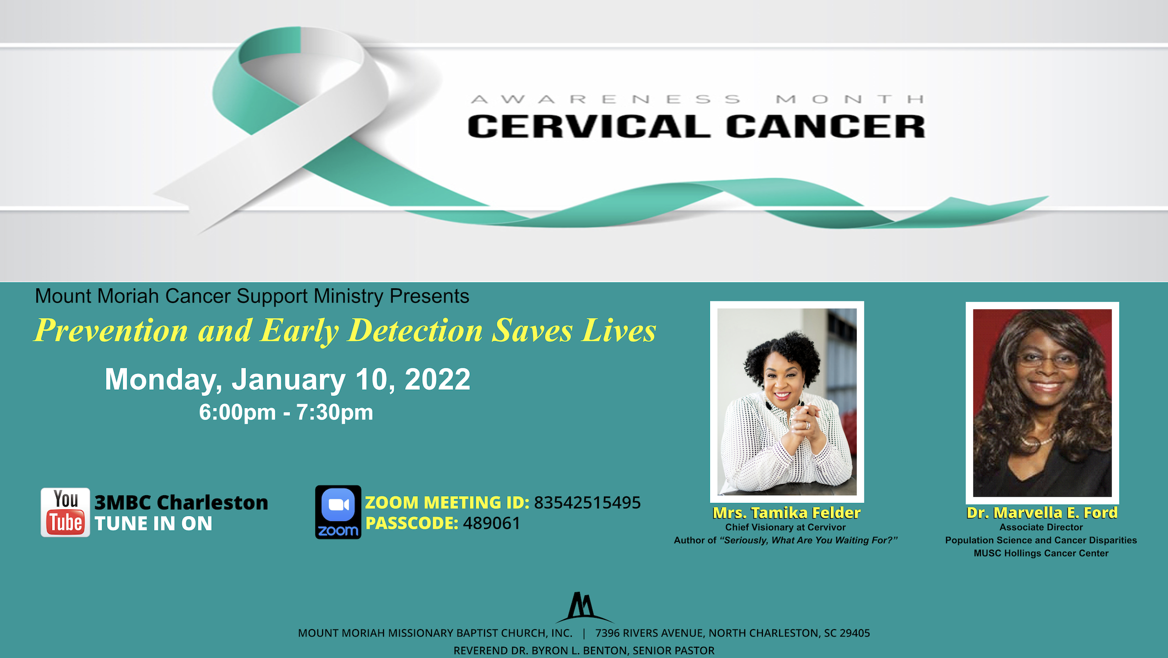 Mount Moriah Cancer Support Ministry Presents: Prevention and Early Detection Saves Lives - Cervivor